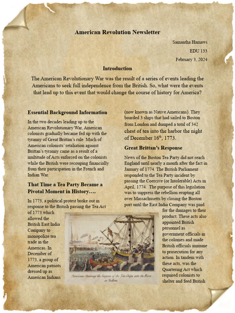 American Revolution Newsletter | PDF | Thirteen Colonies | British ...