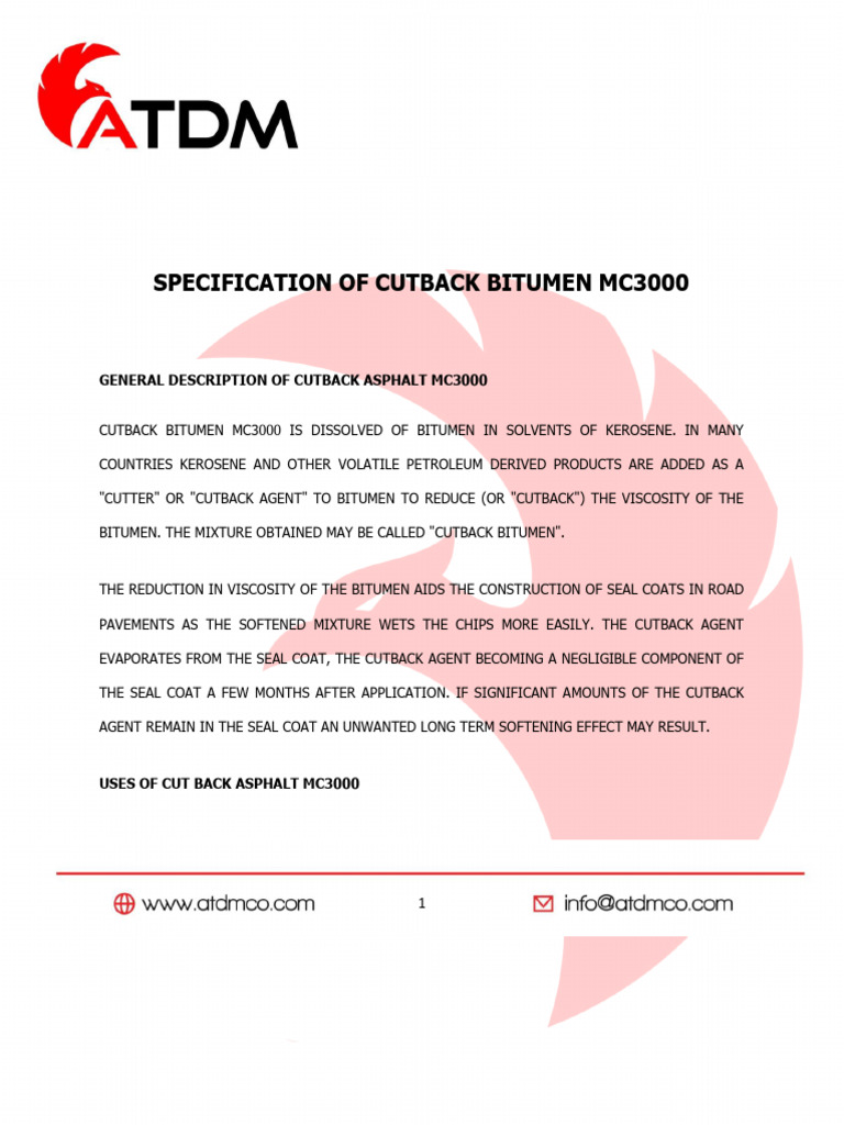 Cutback Bitumen MC 3000 | PDF | Road Surface | Chemical Substances
