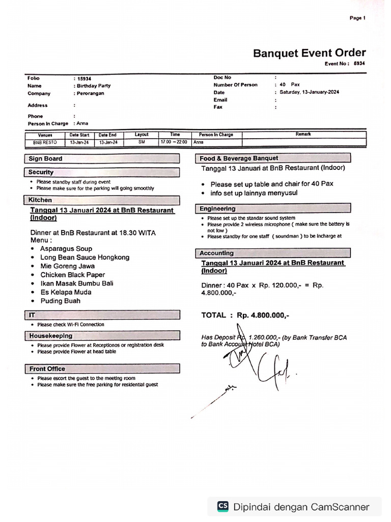 Beo Birthday Party 13 Januari 2024 | PDF