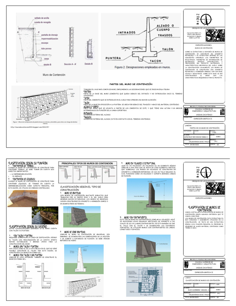Partes y Clasificación de Muros de contención 02 | PDF | Fundación ...