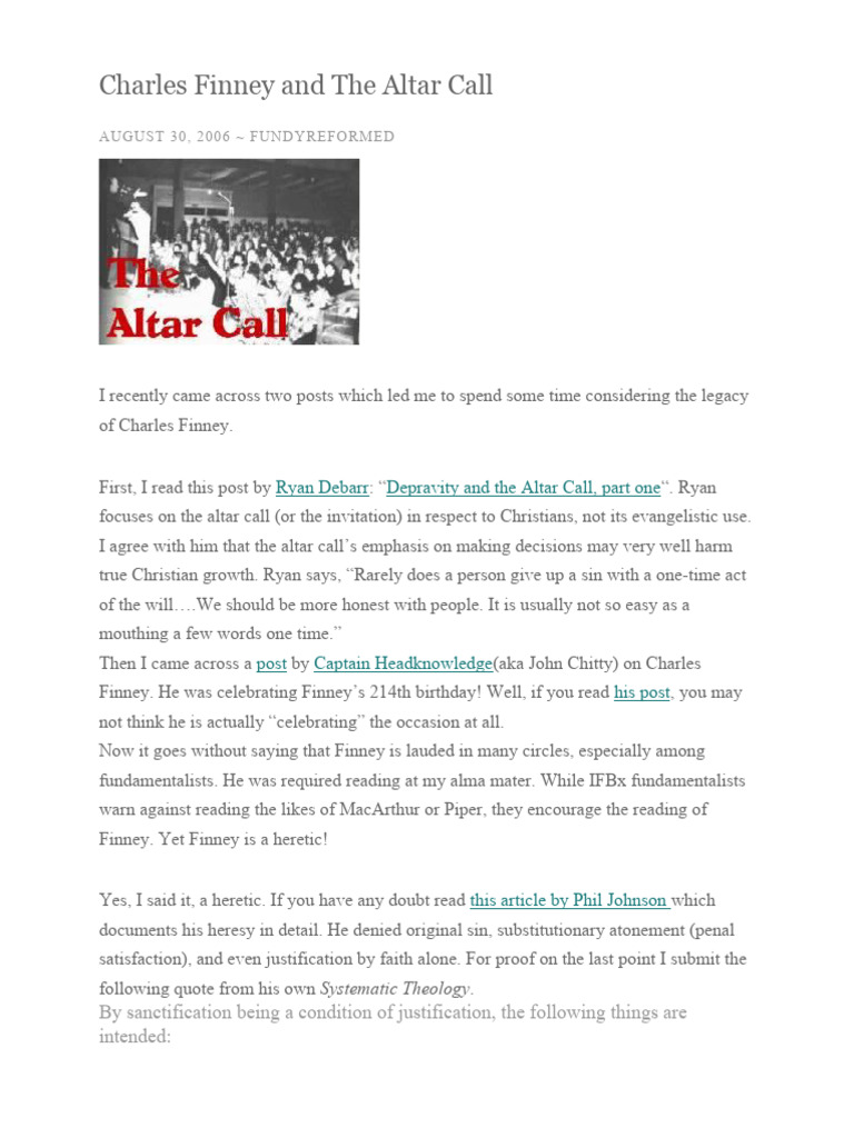 Evangelicals & Altar Call Debate | PDF | Justification (Theology ...