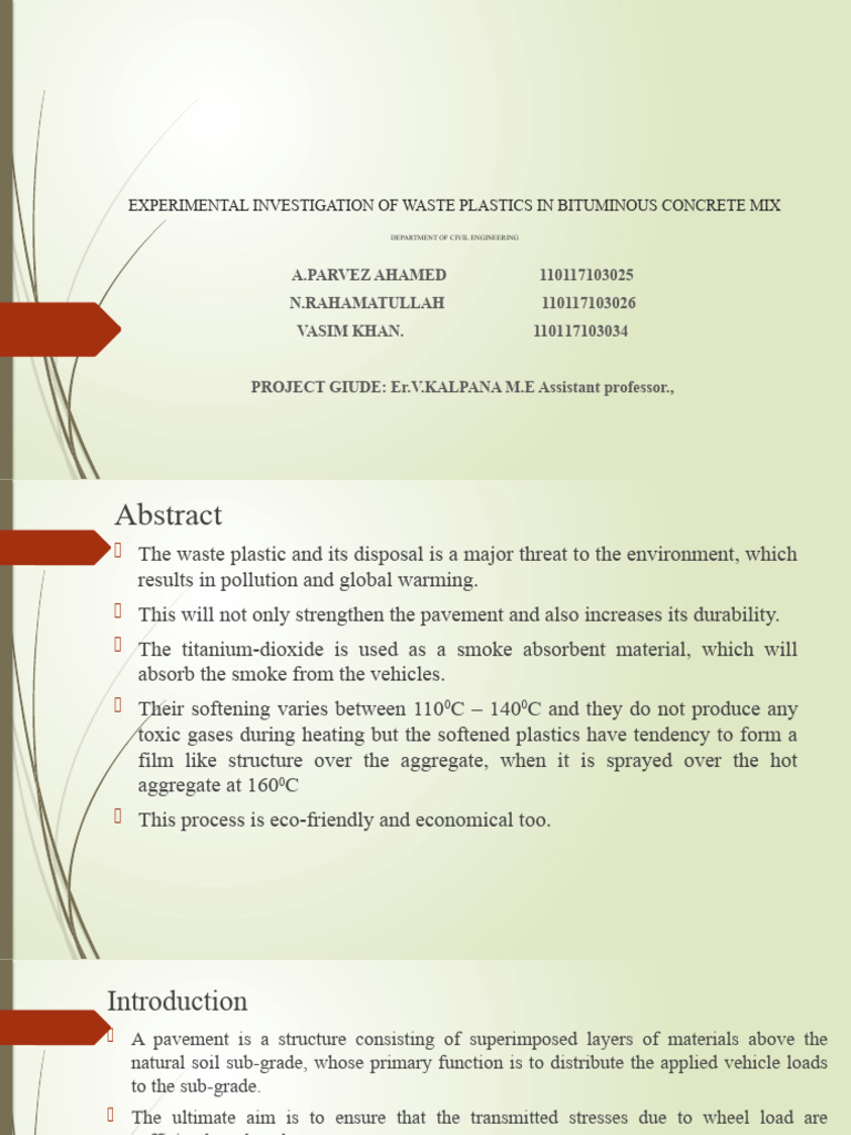 Use of Plastic Waste in Bituminous Pavement | PDF | Road Surface | Plastic