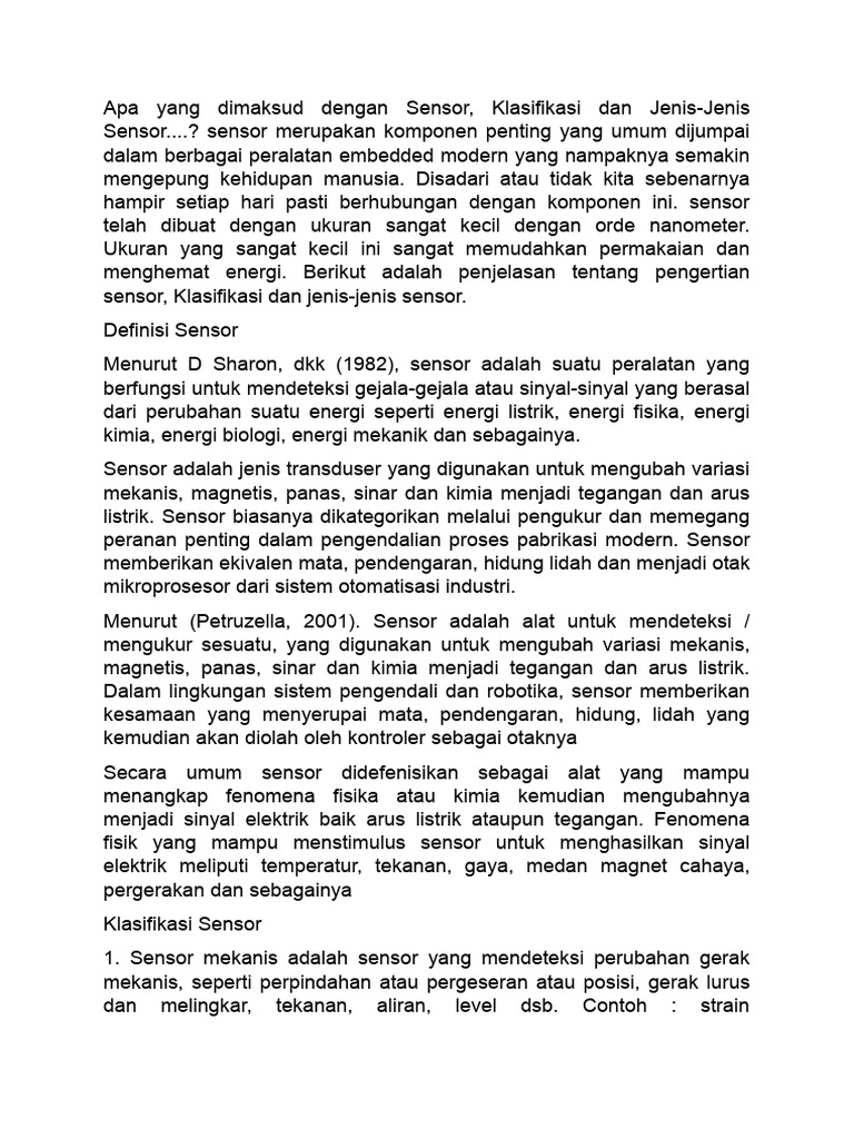 Konsep Sensor Klasifikasi Sensor Pdf