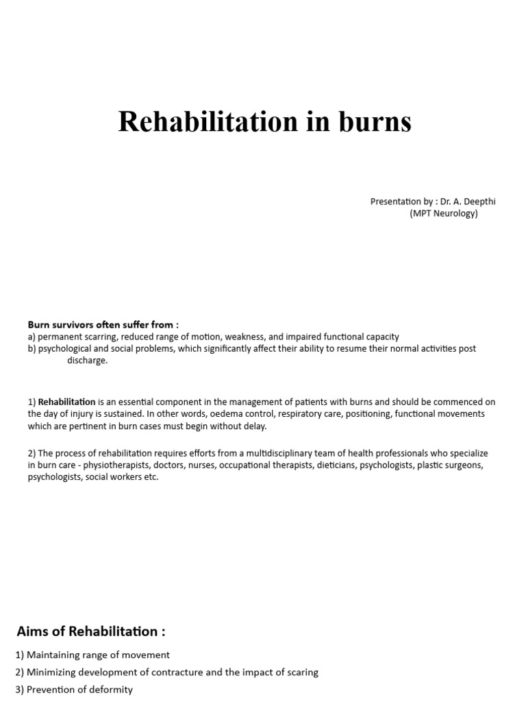 Burn Rehabilitation Strategies | PDF | Physical Therapy | Scar