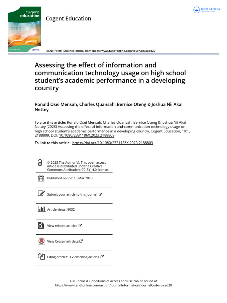 Assessing The Effect of Information and Communication Technology Usage ...