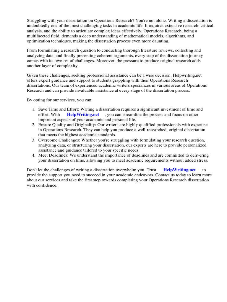 Operations Research Dissertation Topics | PDF | Operations Management | Big Data