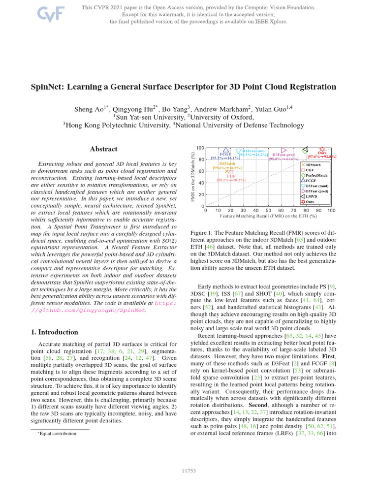 Ao SpinNet Learning A General Surface Descriptor For 3D Point Cloud CVPR 2021 Paper | Download ...