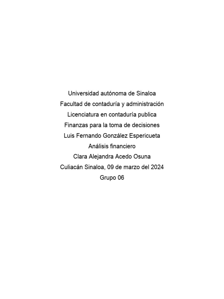 Análisis Financiero por Alejandra Acedo | PDF | Business | Estado ...