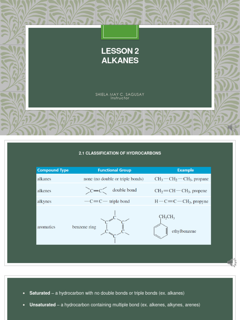 LESSON 2_ALKANES | PDF | Alkane | Alkene