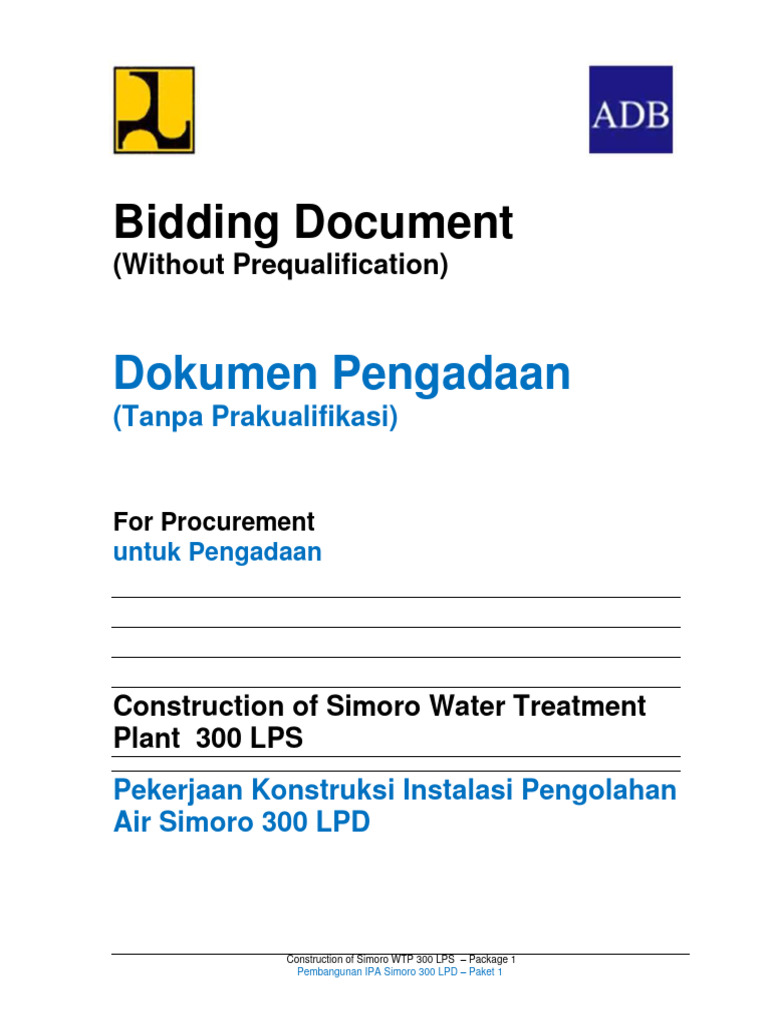 Simoro WTP 300 LPS Construction Bid Document | PDF | Private Law