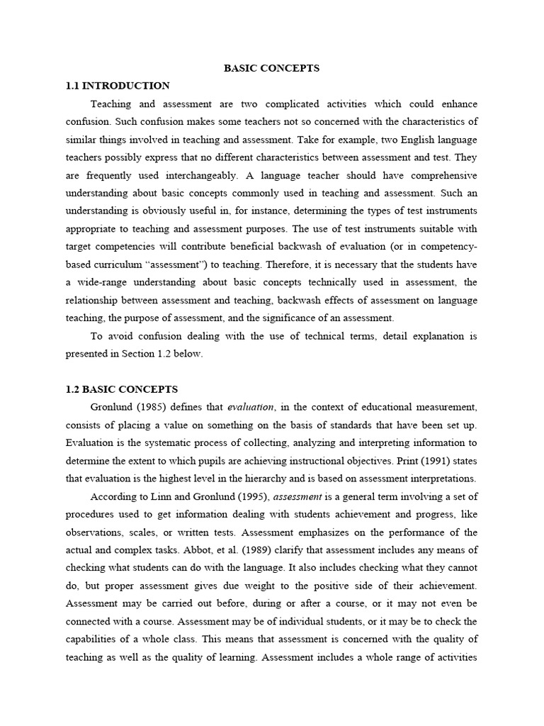 Basic Concepts Of Assessment Pdf Educational Assessment Measurement