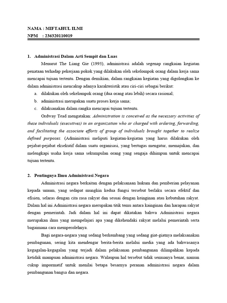 Ilmu Administrasi Negara Miftahul Ilmi | PDF