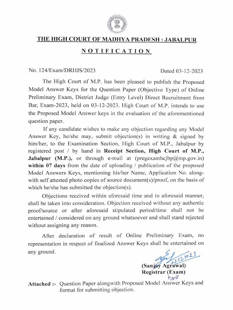 Proposed Model Answer Key HJS Bar Pre Exam-2023 | PDF | Magistrate ...