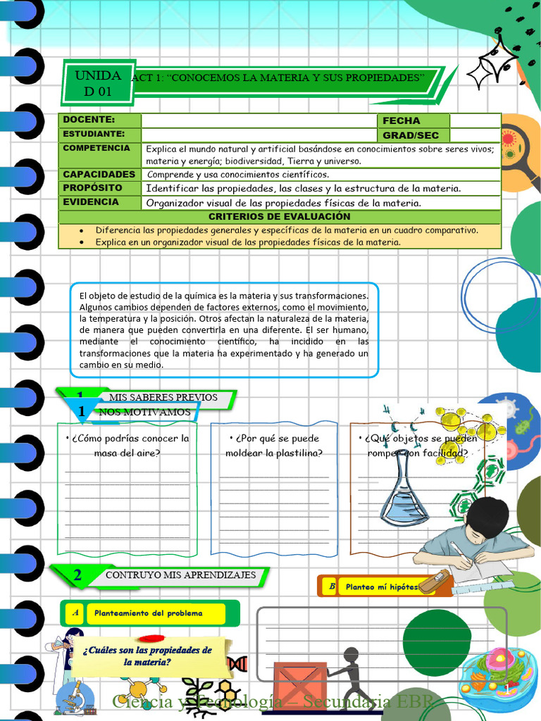 Propiedades de la Materia en Secundaria | PDF | Importar | Sustancias ...