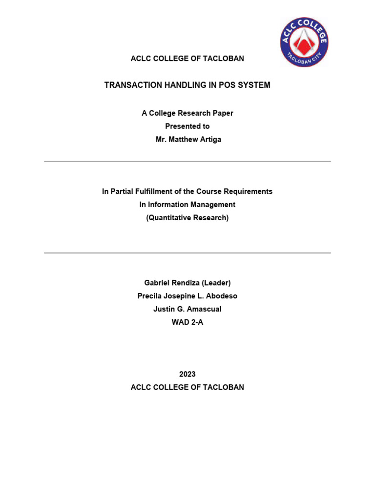 Pos System | PDF | Point Of Sale | Survey Methodology