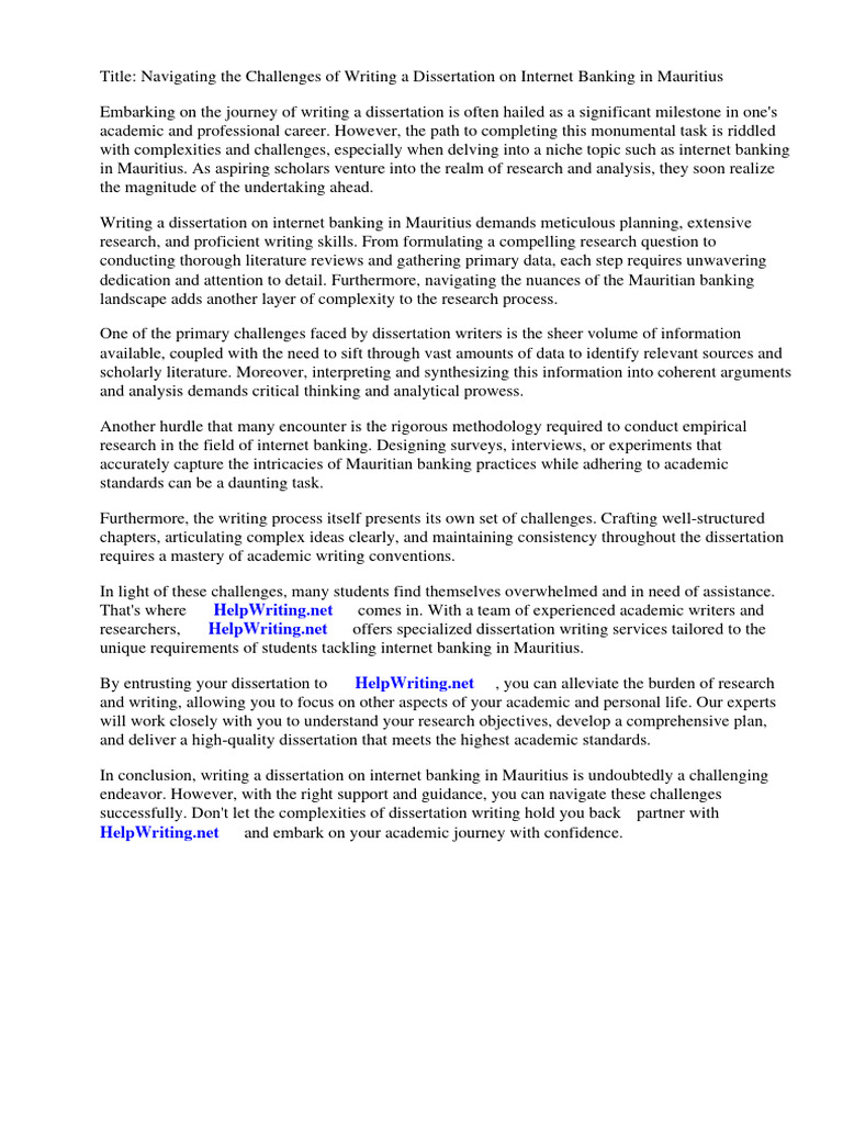 Dissertation On Internet Banking in Mauritius | PDF | Internet | Online Banking