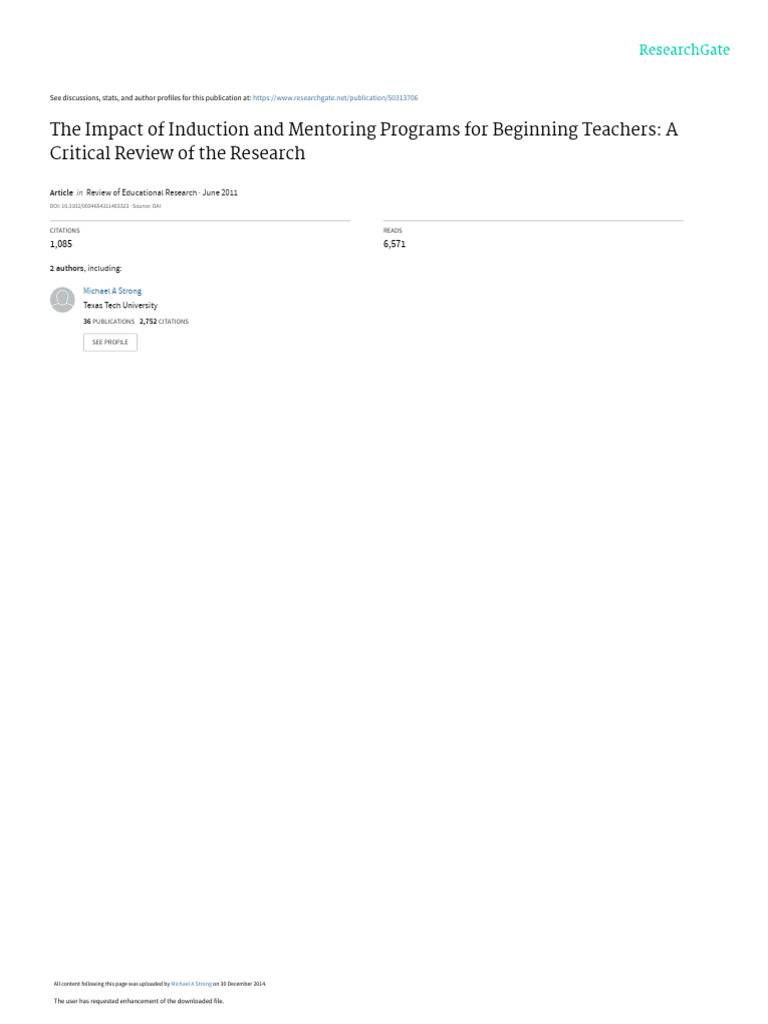 The_Impact_of_Induction_and_Mentoring_Programs_for | PDF | Mentorship | Teachers