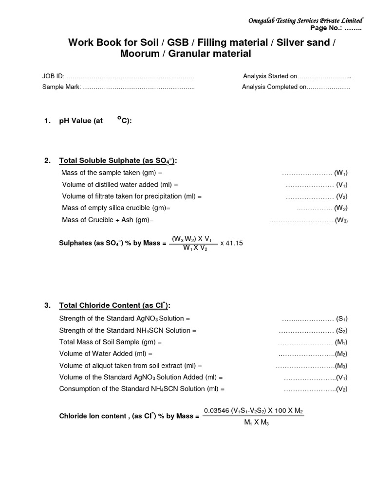 Soil Log Book OTSPL | PDF | Soil | Sulfate