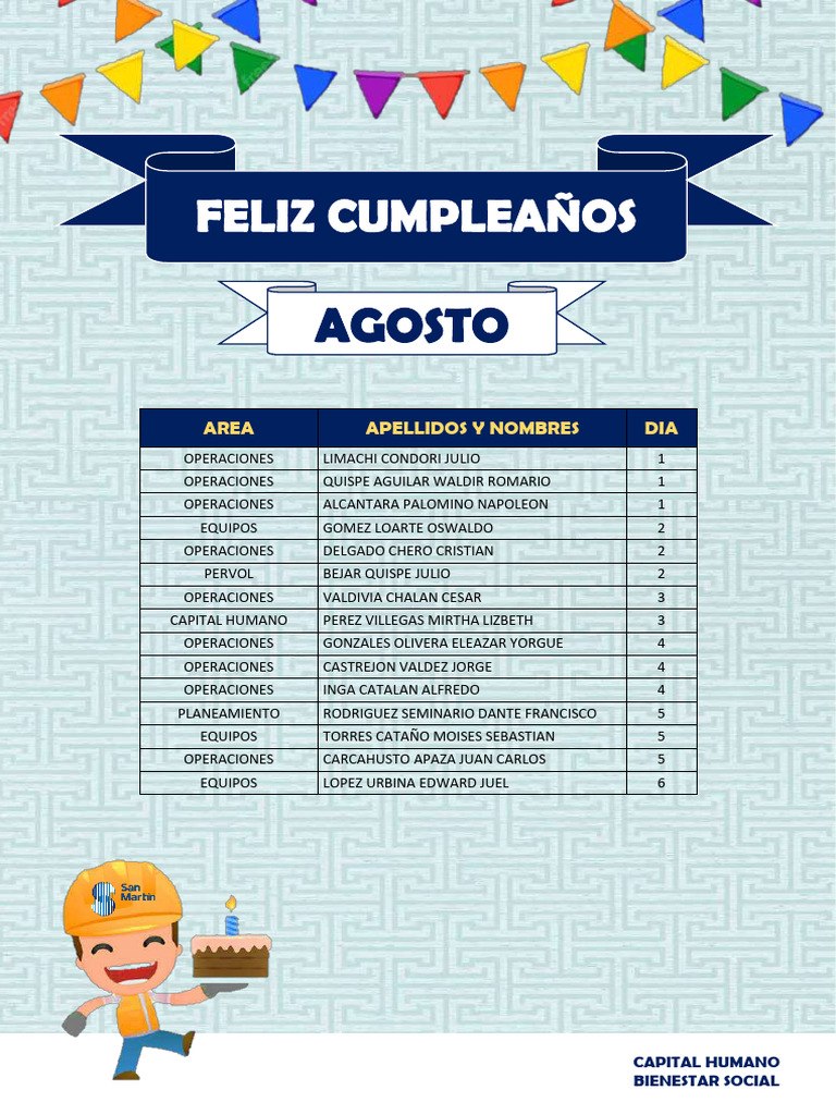 08 - Feliz Cumpleaños - Agosto | PDF