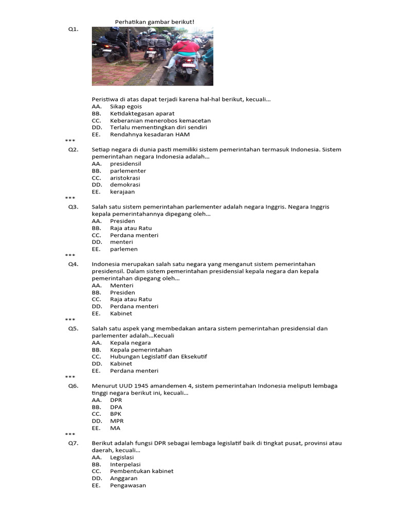 Kisi-Kisi Soal PAT PPKN | PDF
