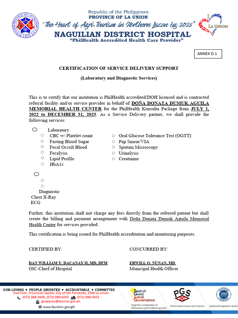 Naguilian District Hospital: "Philhealth Accredited Health Care ...