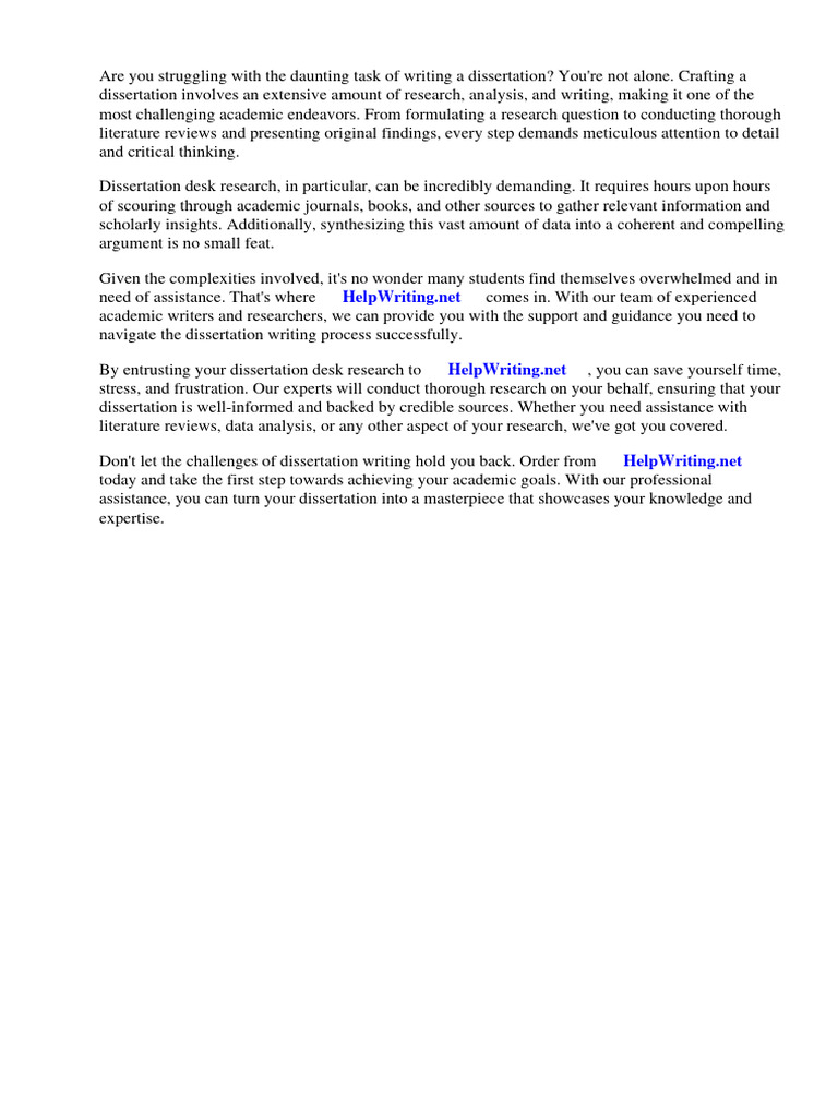 Dissertation Desk Research | PDF | Methodology | Thesis