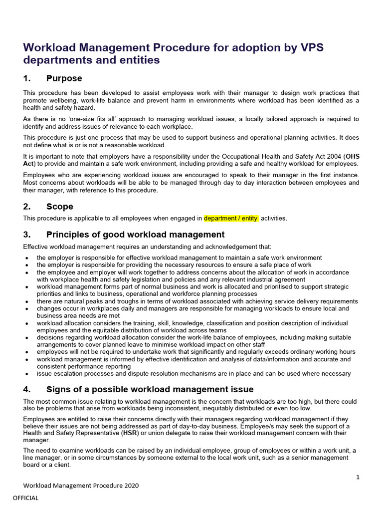 Leading The Way Workload Management Procedure | PDF | Risk ...