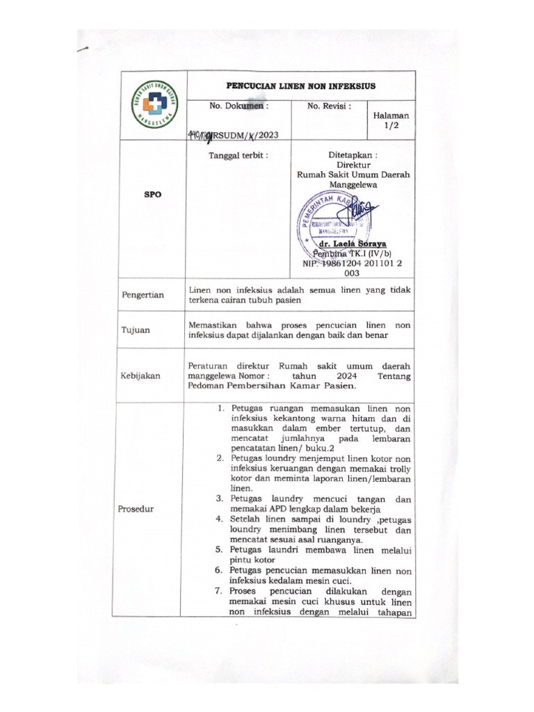 Pencucian Linen Non Infeksius | PDF