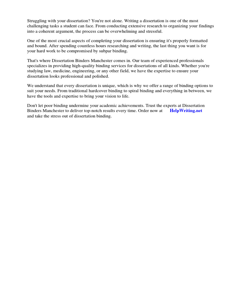 Dissertation Binders Manchester | PDF | Bookbinding | Books