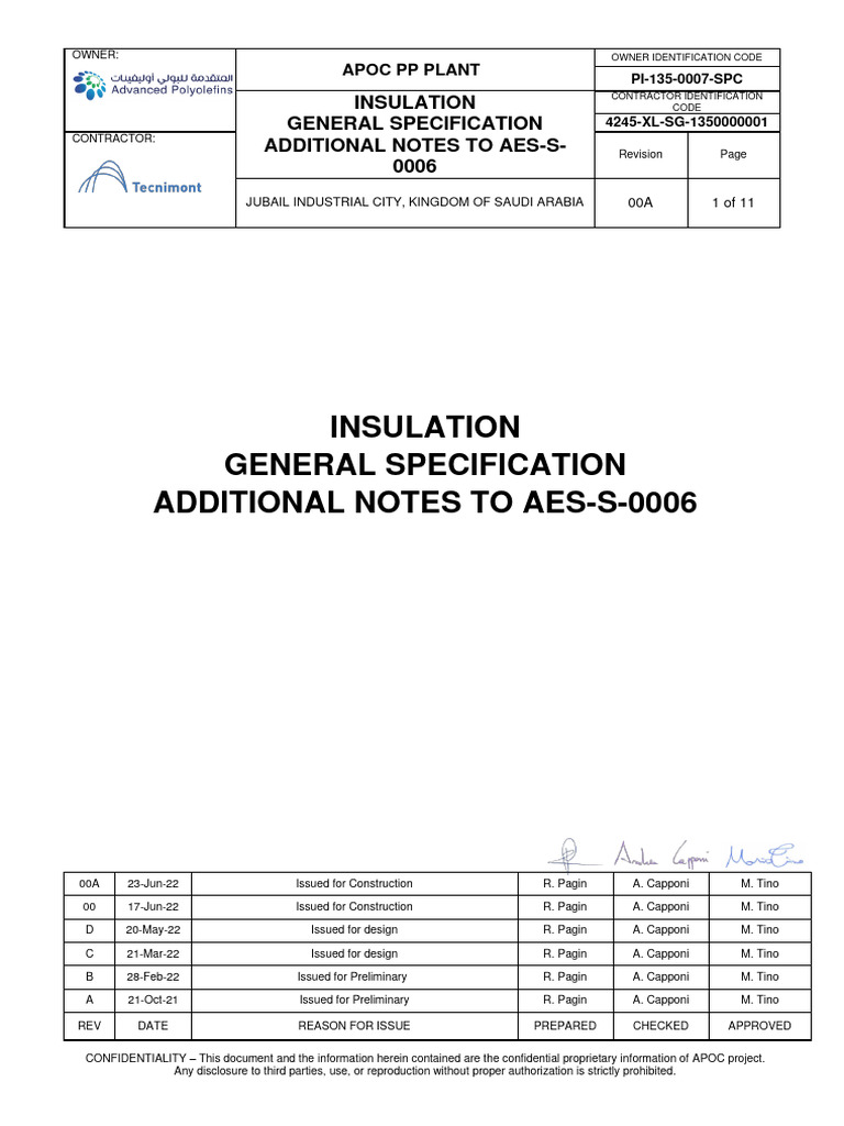 Pi-135-0007-Spc - 00a - Insulation Additional Notes | PDF | Thermal ...