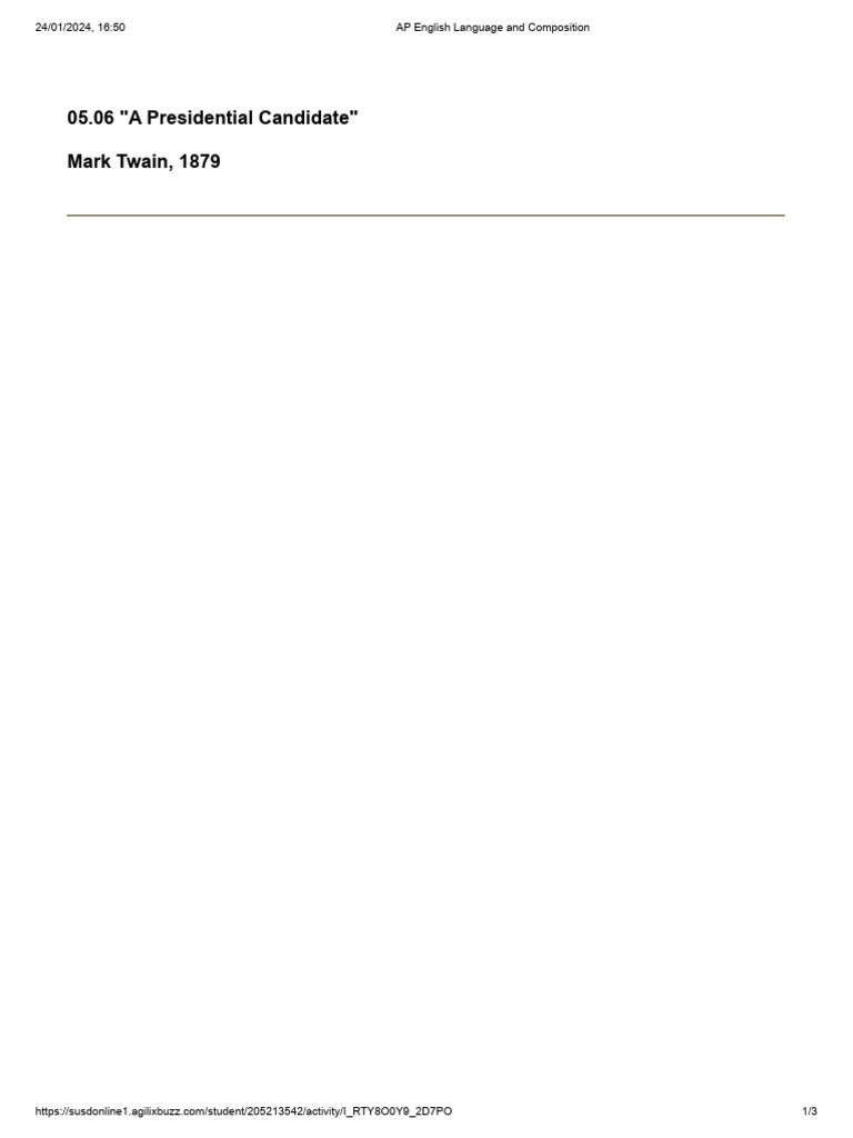 AP English III Lang. and Comp. Sec. 25 - Activities | PDF