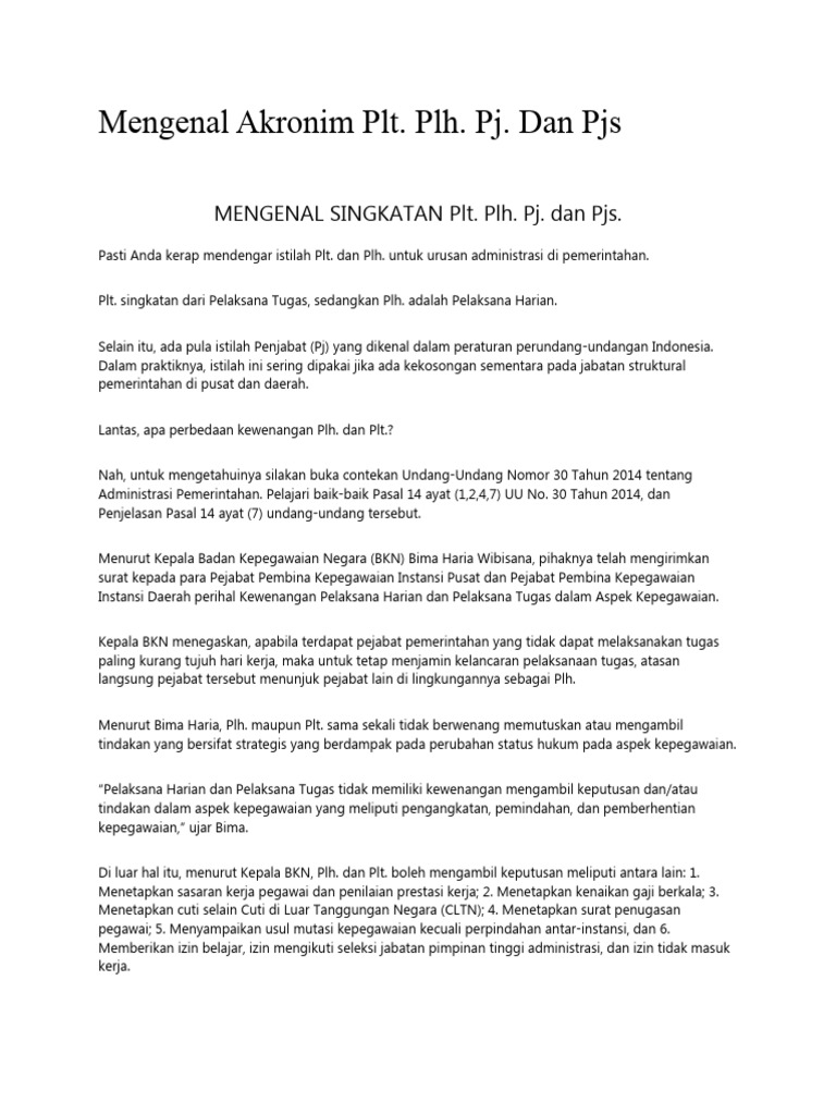 Mengenal Akronim PLT | PDF | Karier & Perkembangan