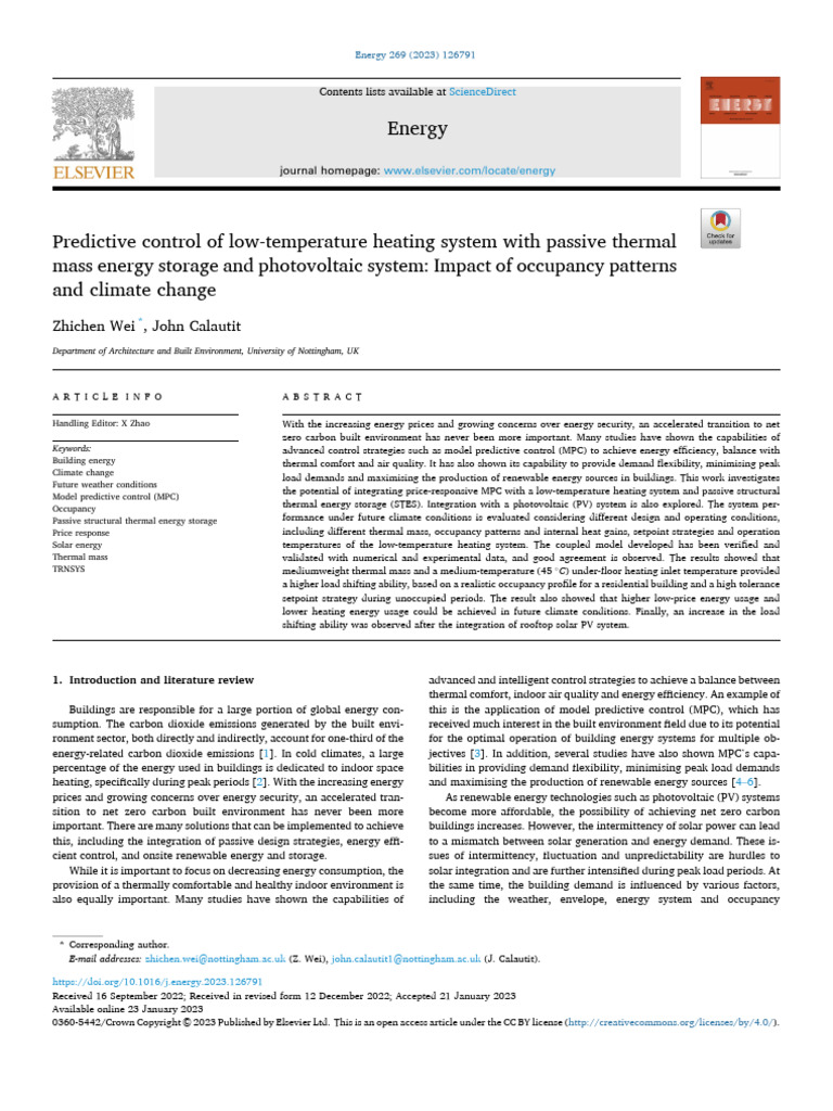 Predictive Control of Low Temperature Heating System With Passive TH ...