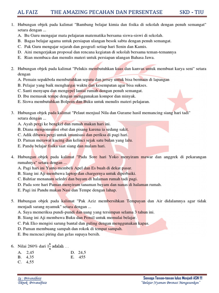 Pecahan dan Persentase untuk SKD TIU | PDF | Metode & Bahan Ajar