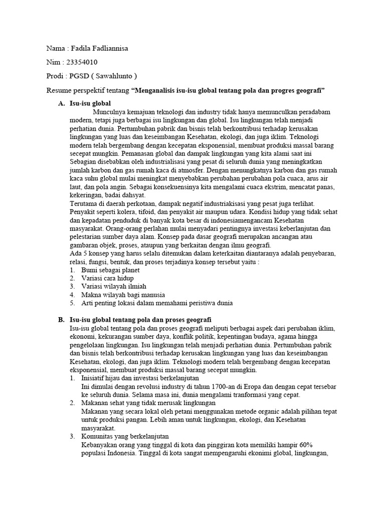 Tugas Resume Perspektif Pertemuan 5 Pola Dan Progres | PDF