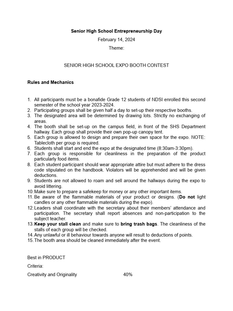 Entrep_Booth_guidelines | PDF | Business | Human Communication