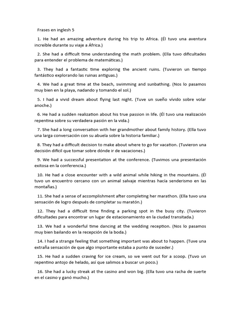 Frases En Inglesh 5 Pdf