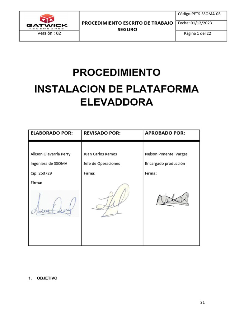 PETS - Intalacion de Elevador Version 2 | PDF | Ascensor