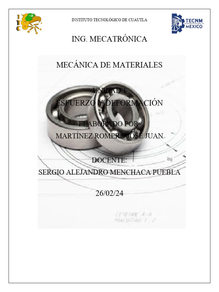 Ing. Mecatrónica Mecánica de Materiales: Unidad 1 | PDF | Deformación (ingeniería) | Estrés ...