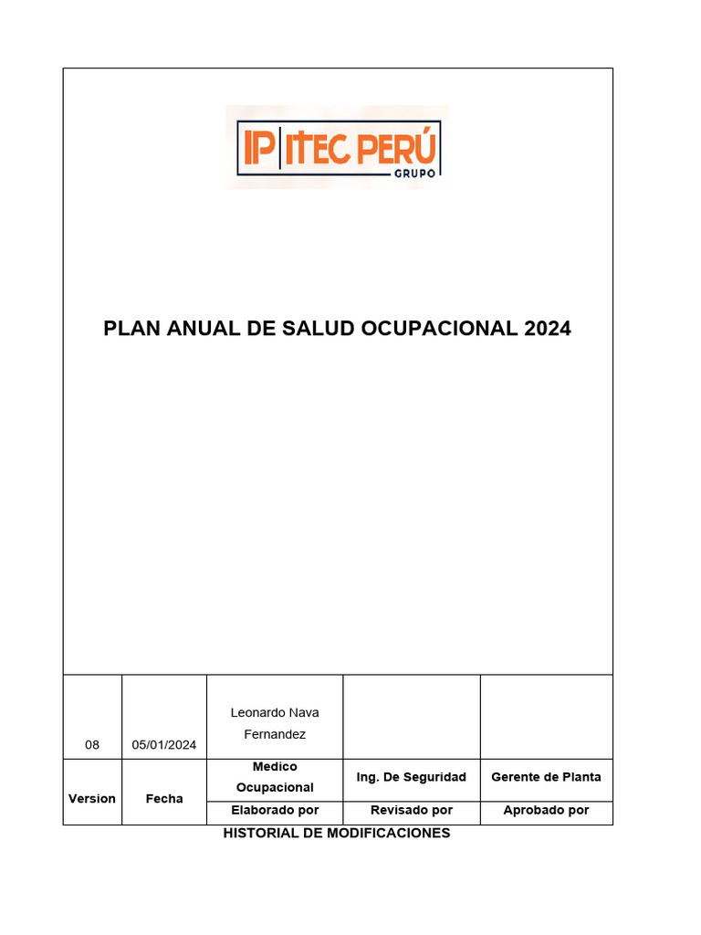 Plan Anual Itec Peru | PDF | Seguridad y salud ocupacional | Compuesto orgánico volátil