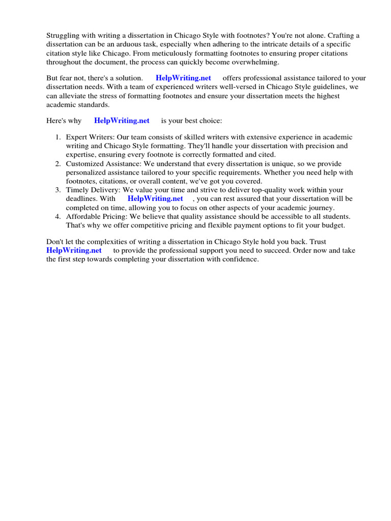 Chicago Style Dissertation Help | PDF | Citation | Note (Typography)