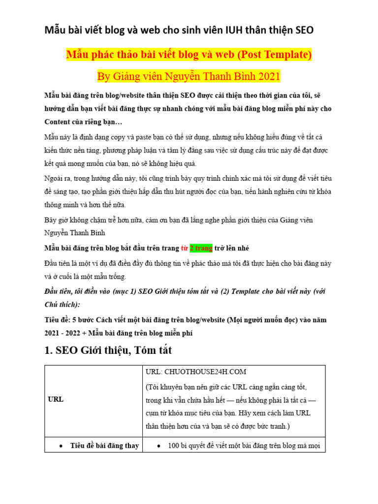 Blog web Template mẫu | PDF