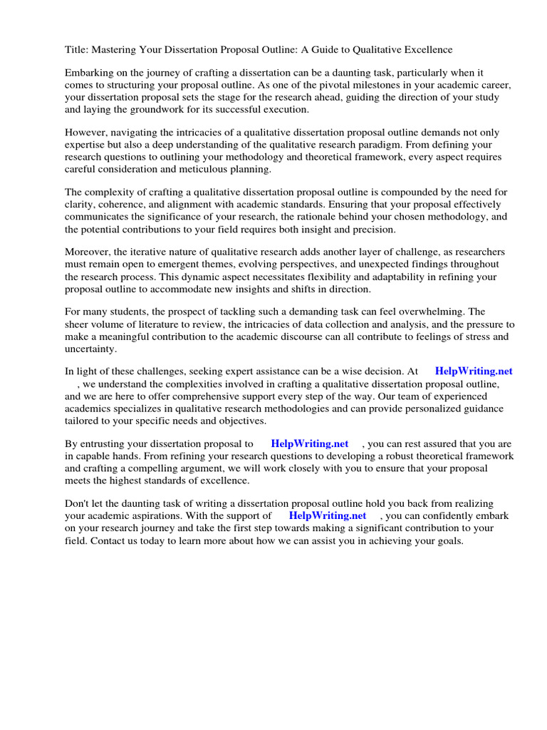 Dissertation Proposal Outline Qualitative | PDF | Thesis | Qualitative ...