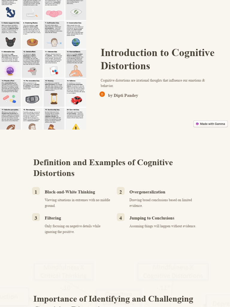 Introduction To Cognitive Distortions | PDF | Thought | Behavioural Sciences