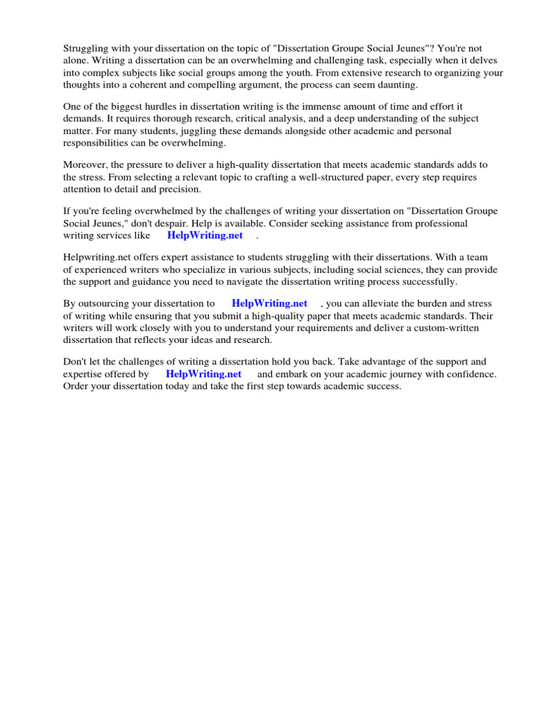 Dissertation Groupe Social Jeunes | PDF | Thesis | Social Media