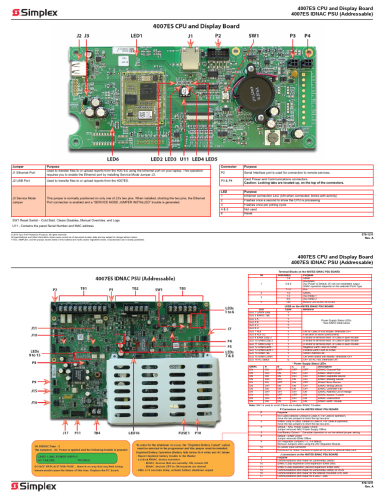 4007ES CPU and Display Board 4007ES IDNAC PSU (Addressable) : Jumper ...