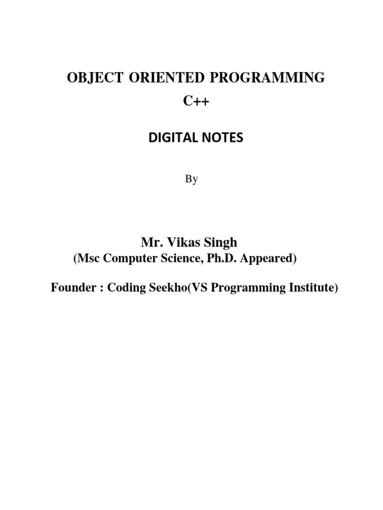 OOP in C++ Full Theory Notes | PDF | C++ | Object Oriented Programming