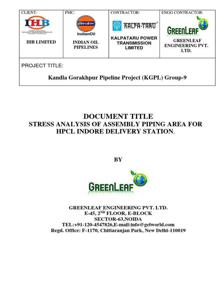 HPCL Indore Stress Report R4 | PDF