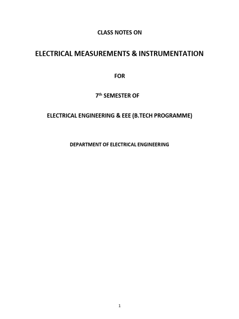 Electrical Measurements & Instrumentation Notes | PDF | Inductor | Voltage