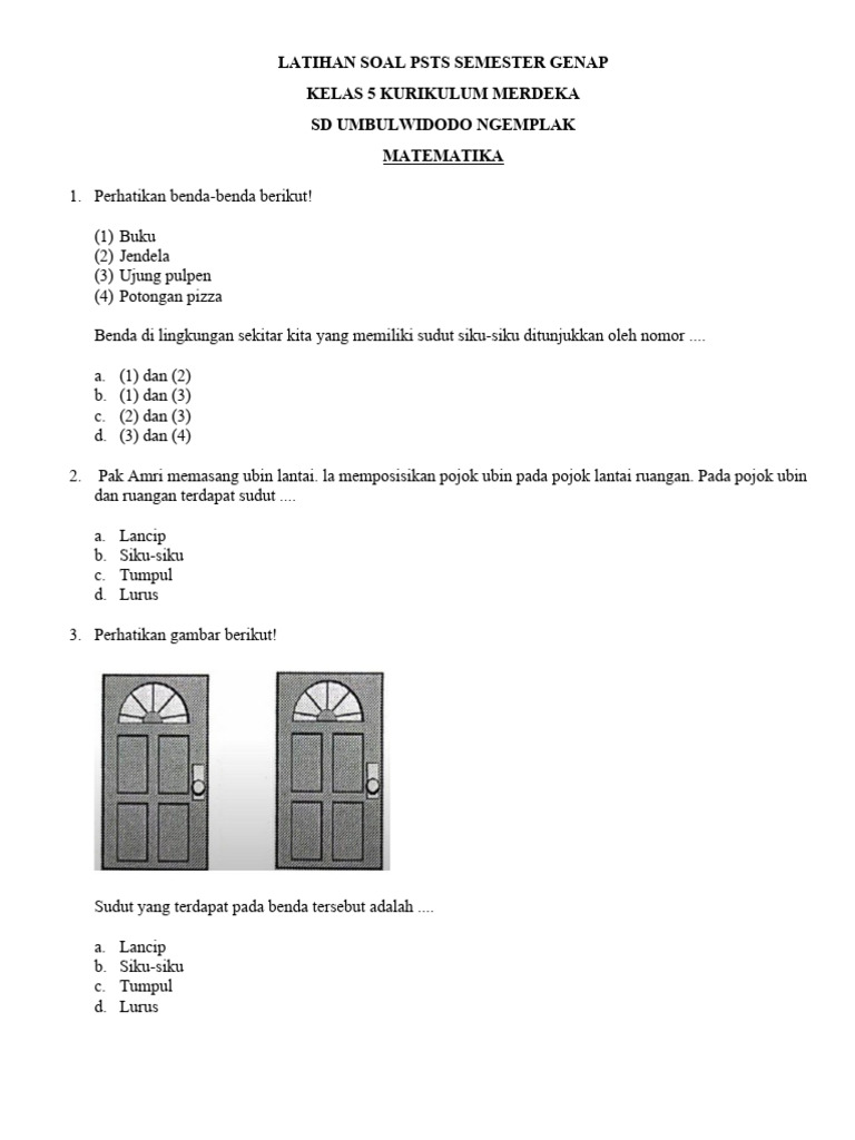 Matematika PSTS Semester 2 | PDF